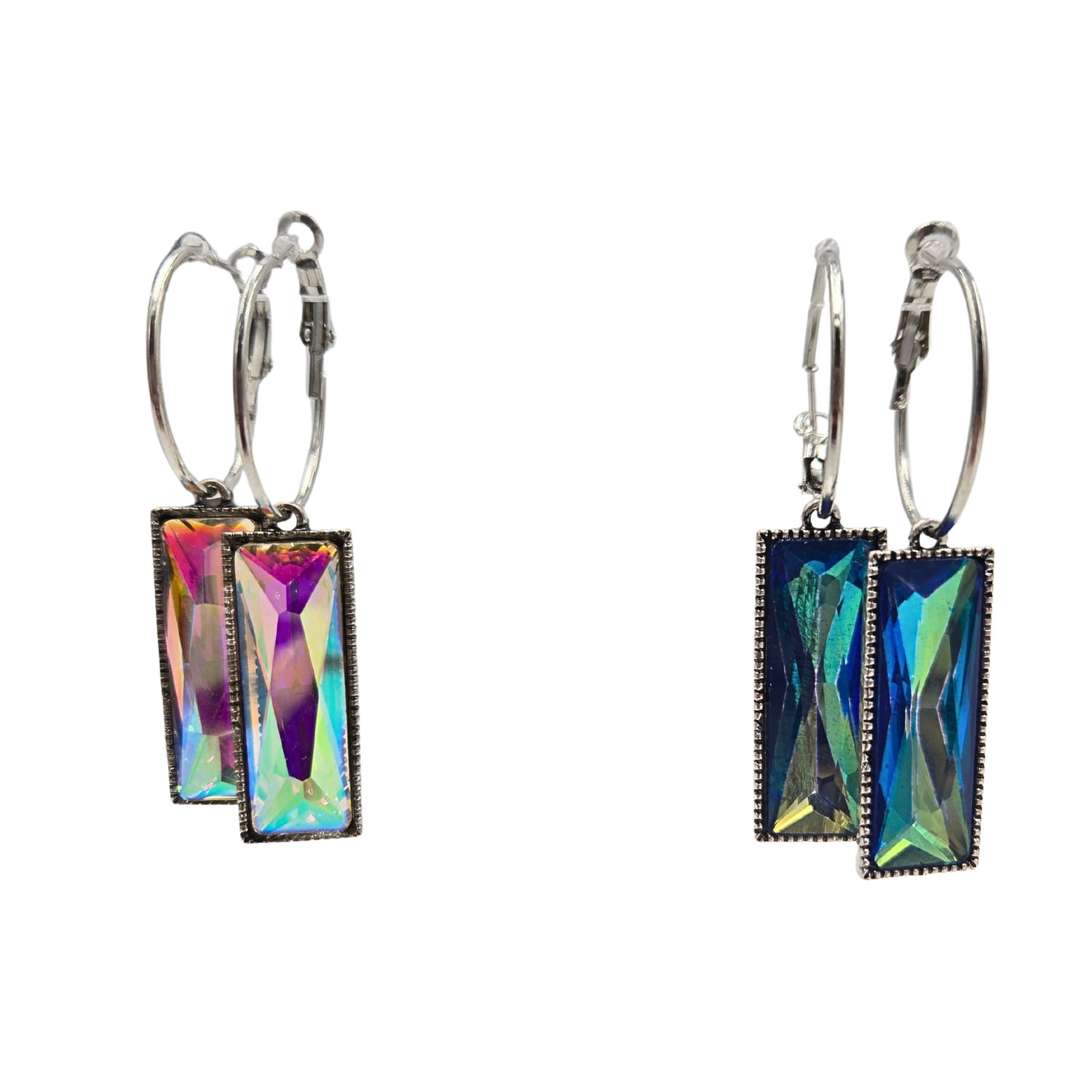 Rectangle Rhinestone Hoop Earrings (2 colors) – Walker Rose Boutique