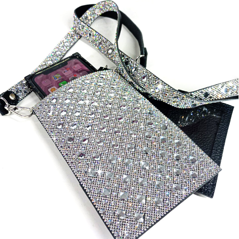 ROYAL ICE CELLPHONE PURSE WHITE DIAMOND SILVER – Walker Rose Boutique